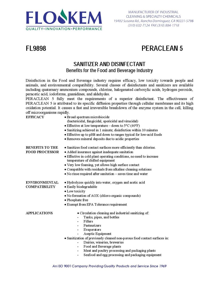 Food Processing Products | Environmentally Safe Sanitation Supplies